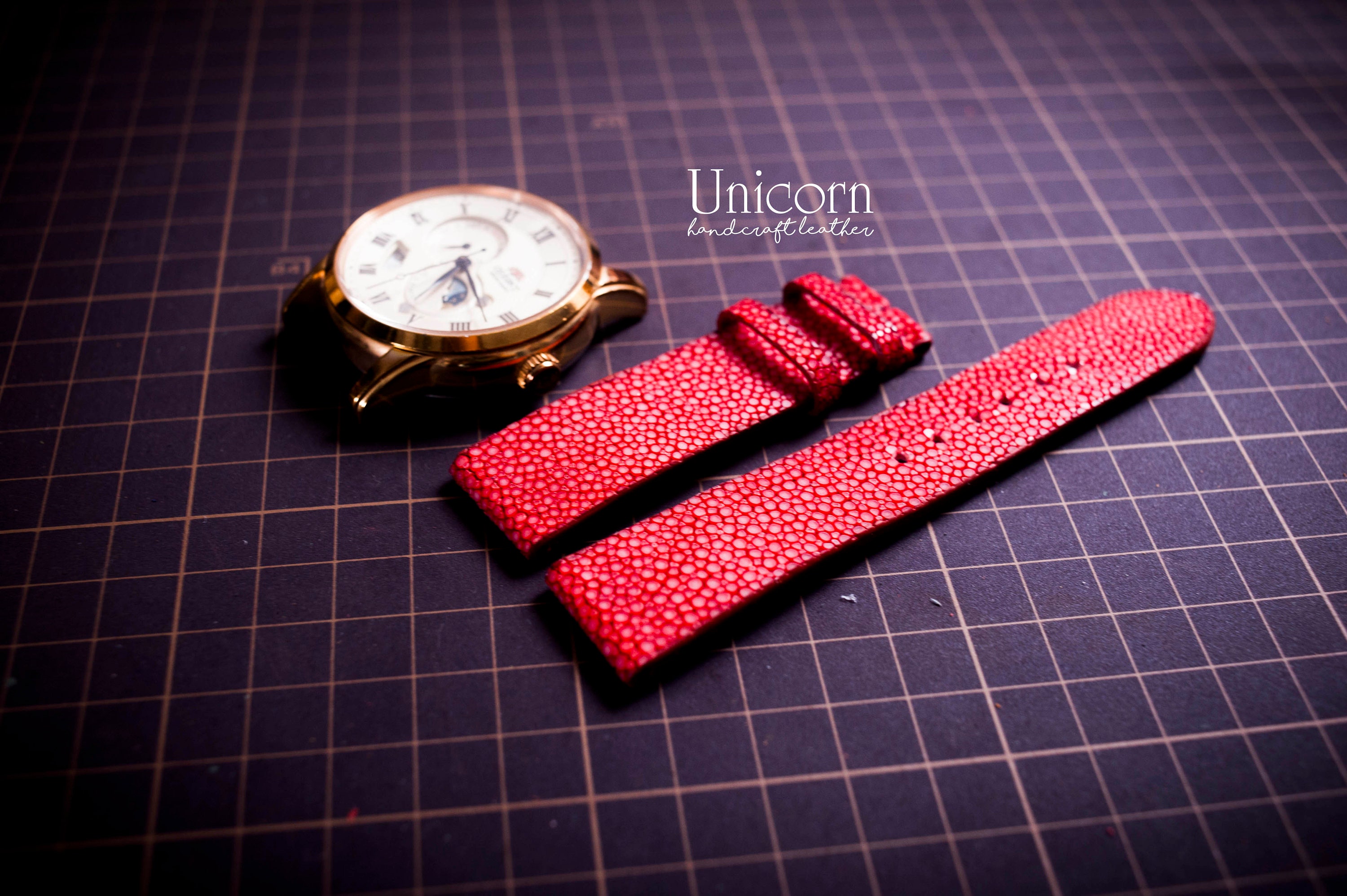 Stingray Watch Strap , Red Stingray Leather Watch Band, Exotic Leather ...