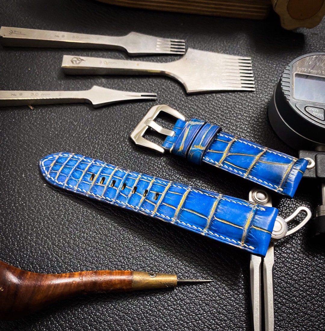Alligator Watch Strap, Genuine Leather Watch Band, Custom Handmade ...