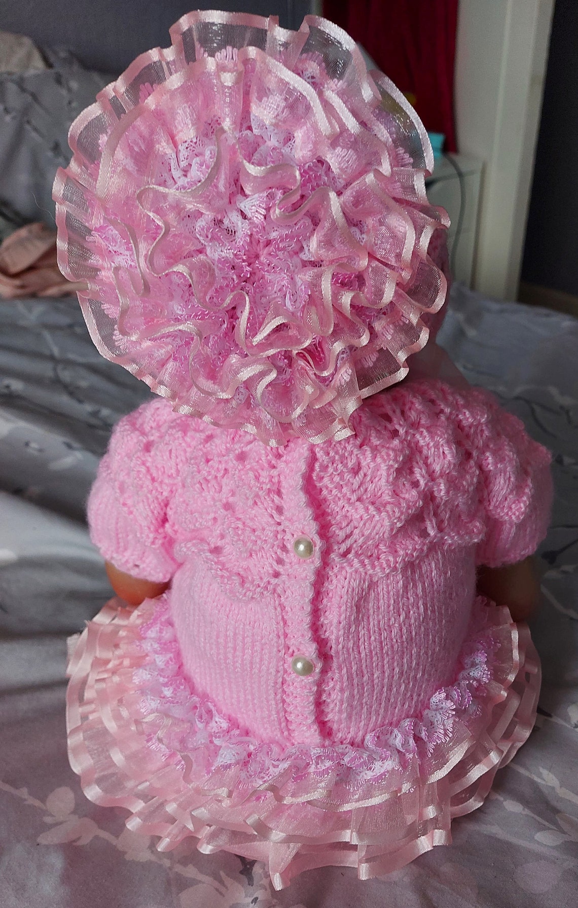 Frilly Hand Knitted Baby Set Hand Made Baby Clothes. Romper - Etsy