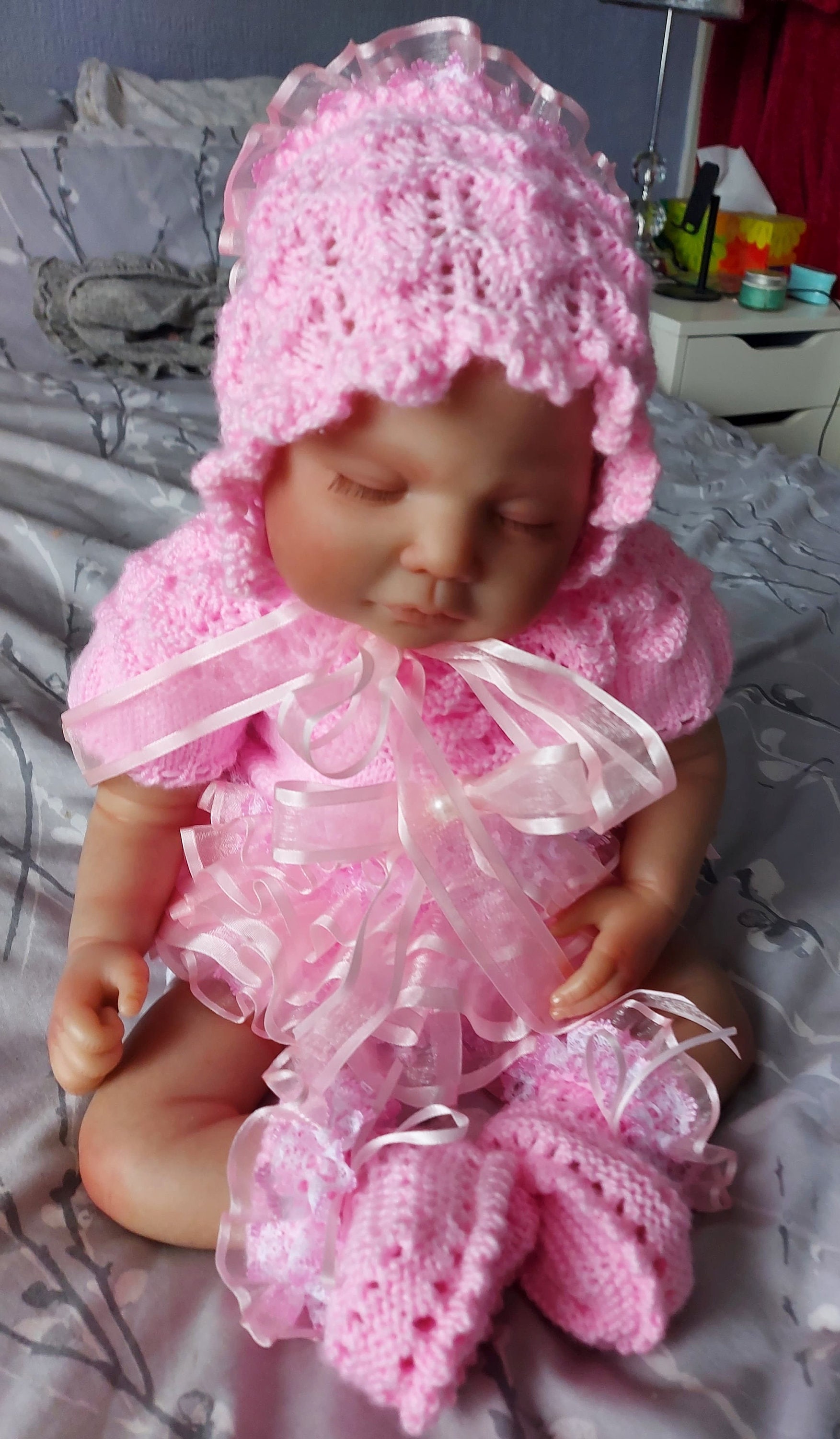 Frilly Hand Knitted Baby Set Hand Made Baby Clothes. Romper - Etsy