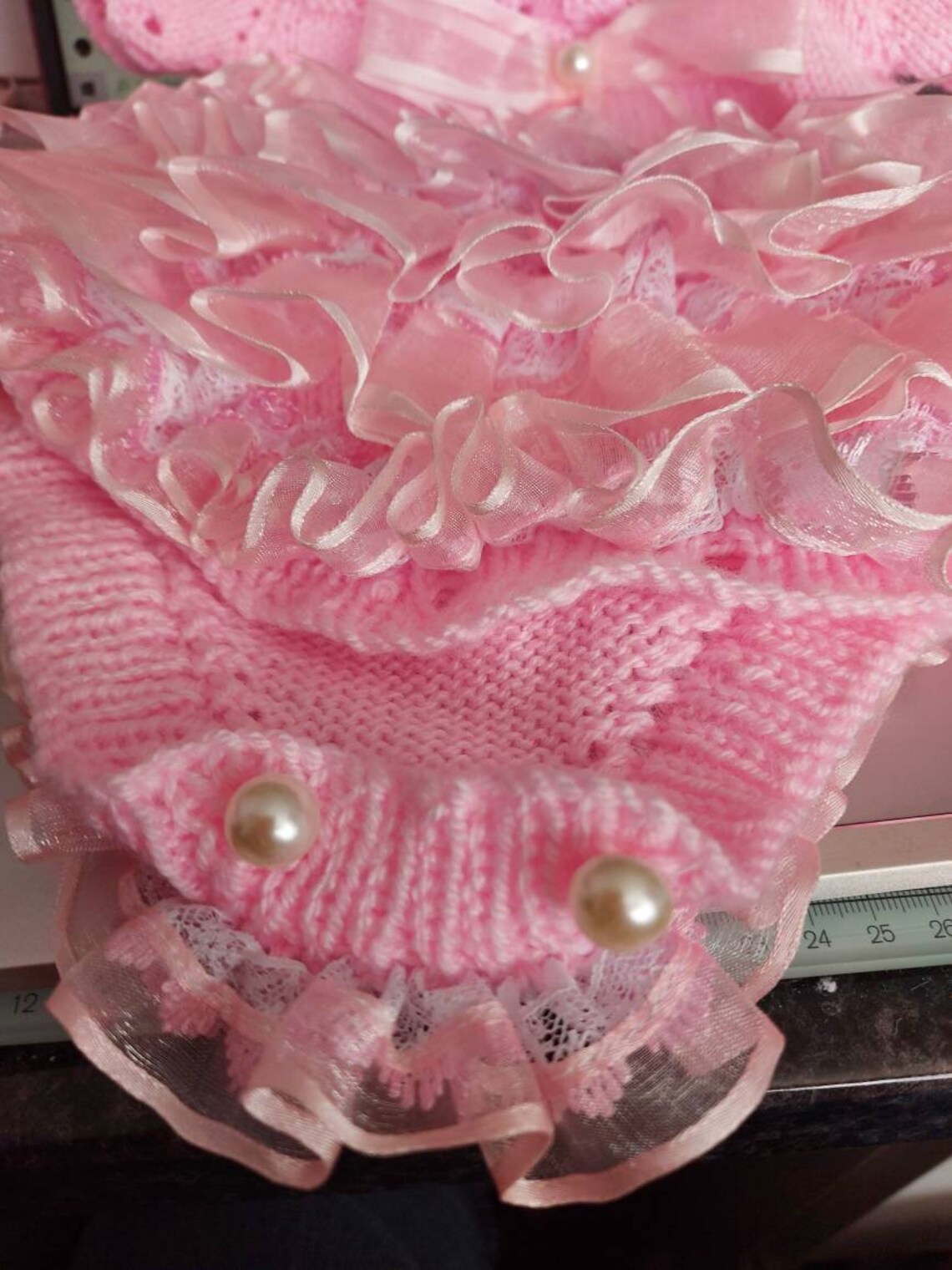 Frilly Hand Knitted Baby Set Hand Made Baby Clothes. Romper - Etsy