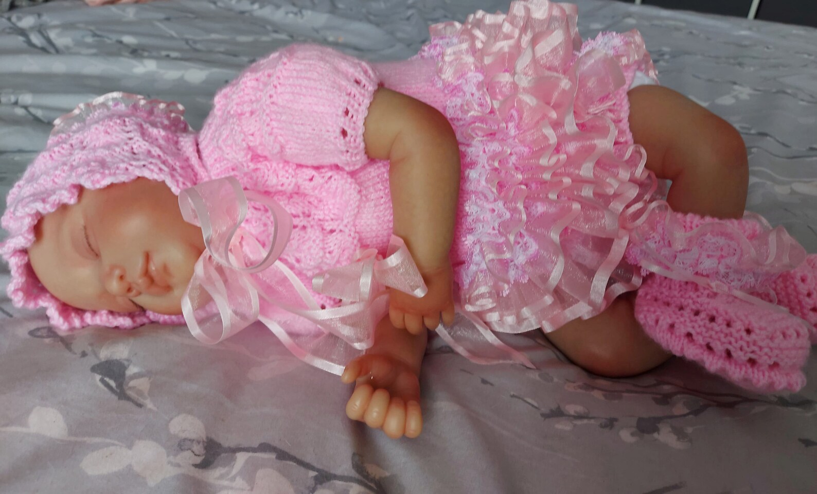 Frilly Hand Knitted Baby Set Hand Made Baby Clothes. Romper - Etsy