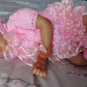 Frilly Hand Knitted Baby Set, Hand Made Baby Clothes. Romper Set, Baby ...