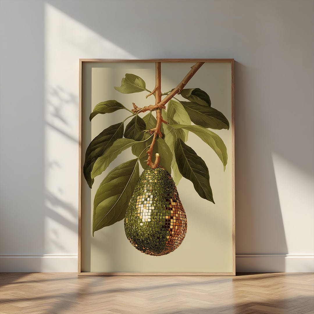 Avocado Wall Art, Avocado Disco Print, Fruit Poster, Mirror Ball Wall ...