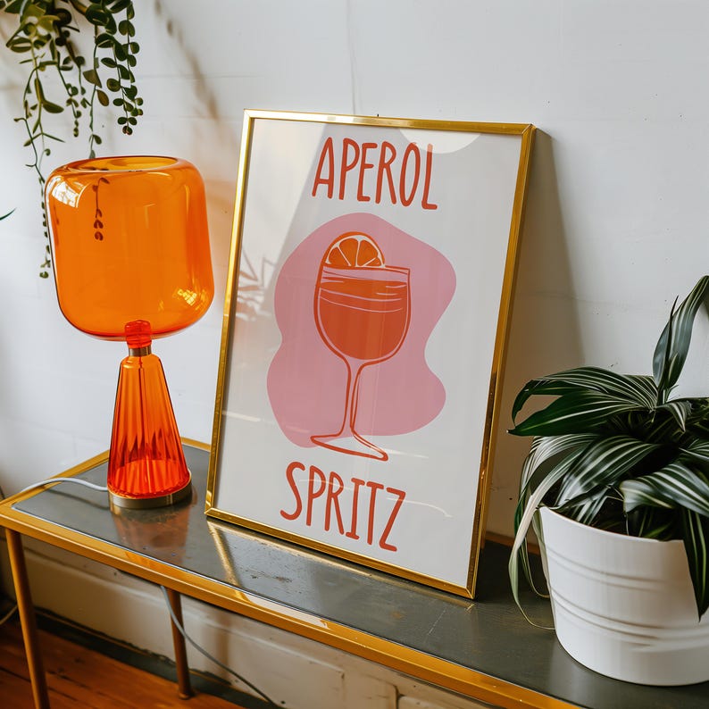 Aperol Spritz Cocktail Art Print: Minimalist Bar Decor - Etsy