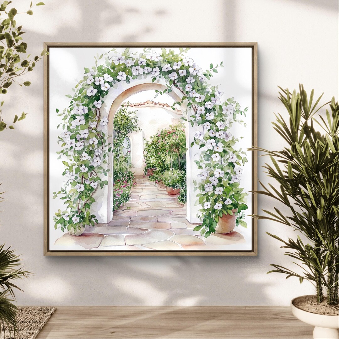 Garden Archway Art – White Floral Arch for Cottagecore Decor, Romantic ...