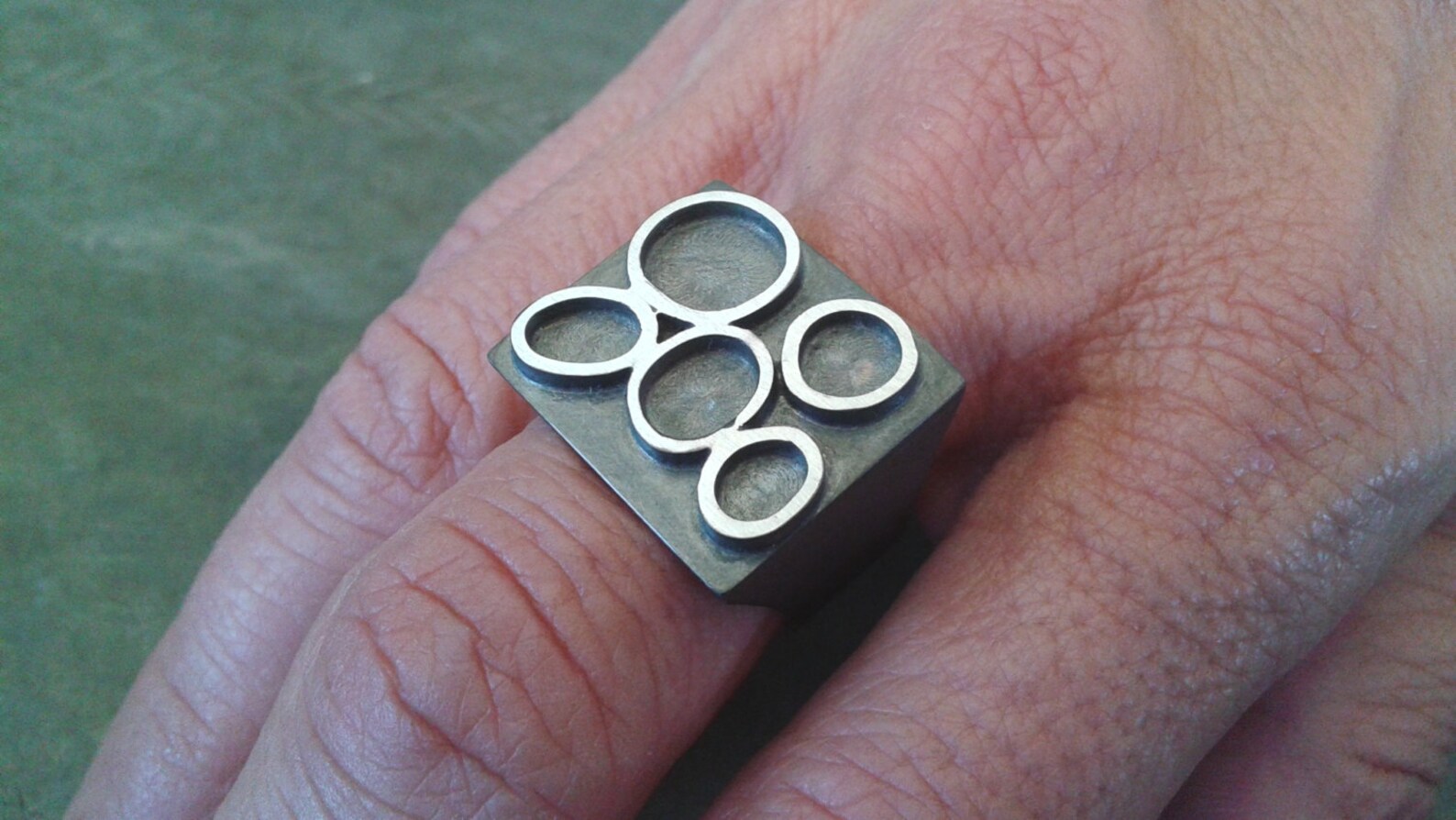 Handmade Oxidized Silver Artsy Ring,wide Geometrical Silver Ring,unisex ...