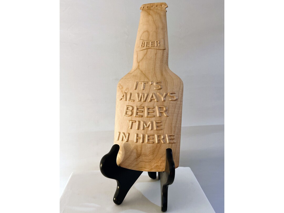 3D Carved Wood Beer Bottle Shaped Sign, Home Bar, House Warming, Gift ...