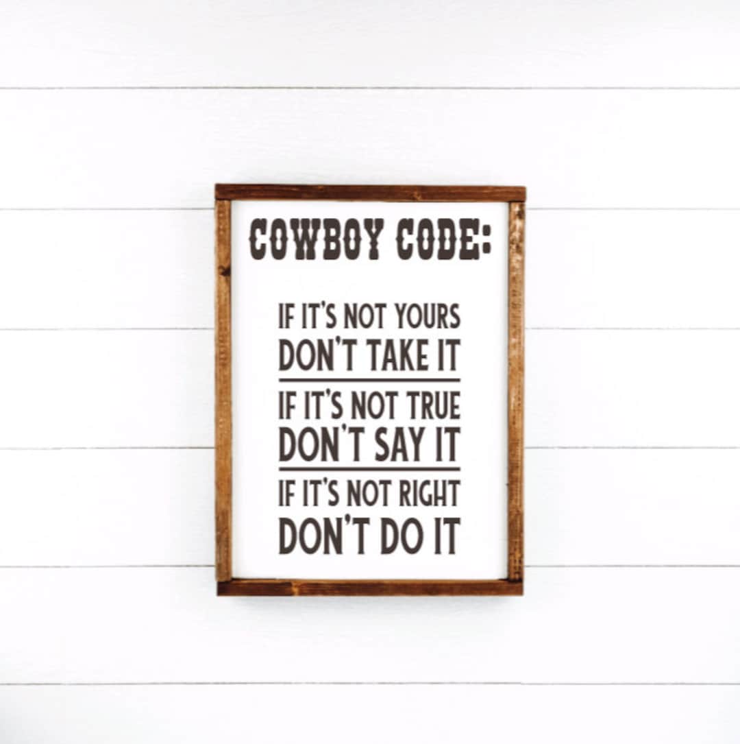 Cowboy Code, Western Sign, Cowboy Sign, Wall Decor - Etsy