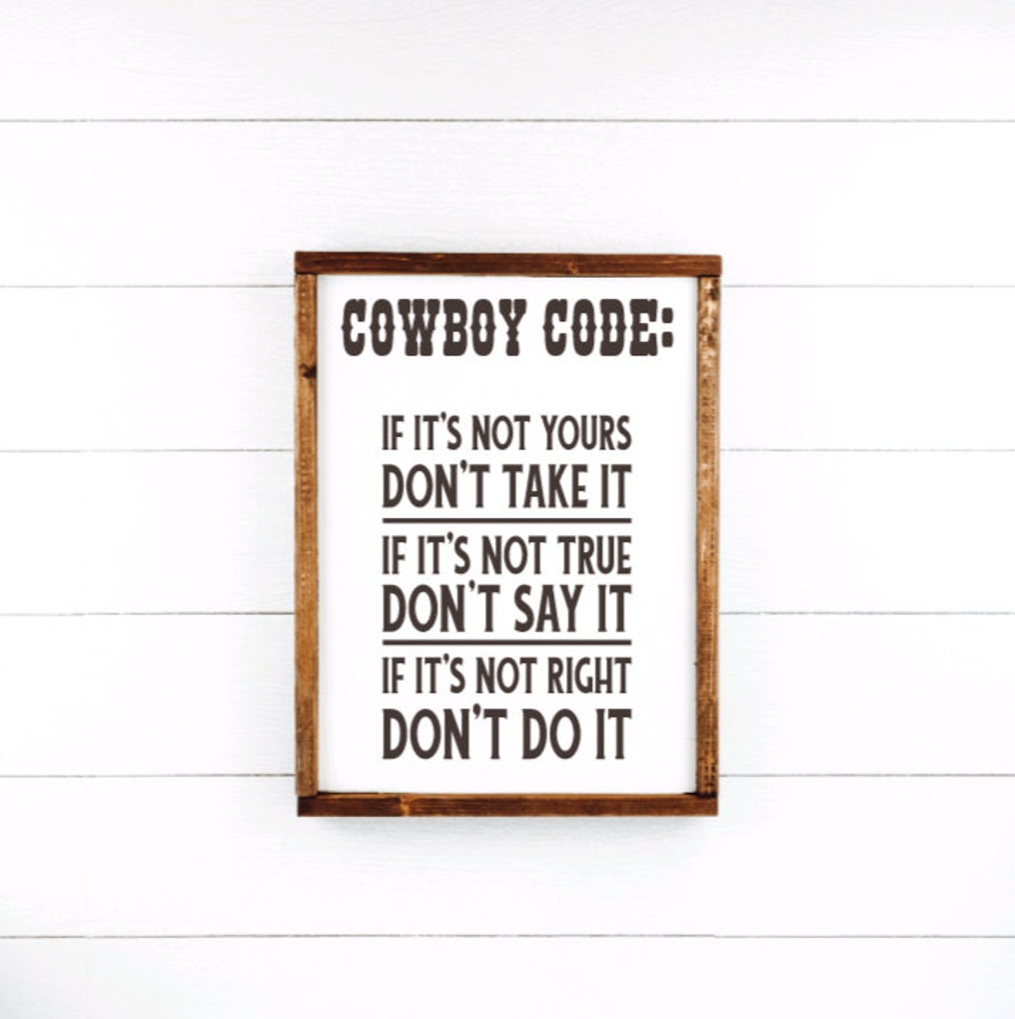 Cowboy Code Western Sign Cowboy Sign Wall Decor - Etsy