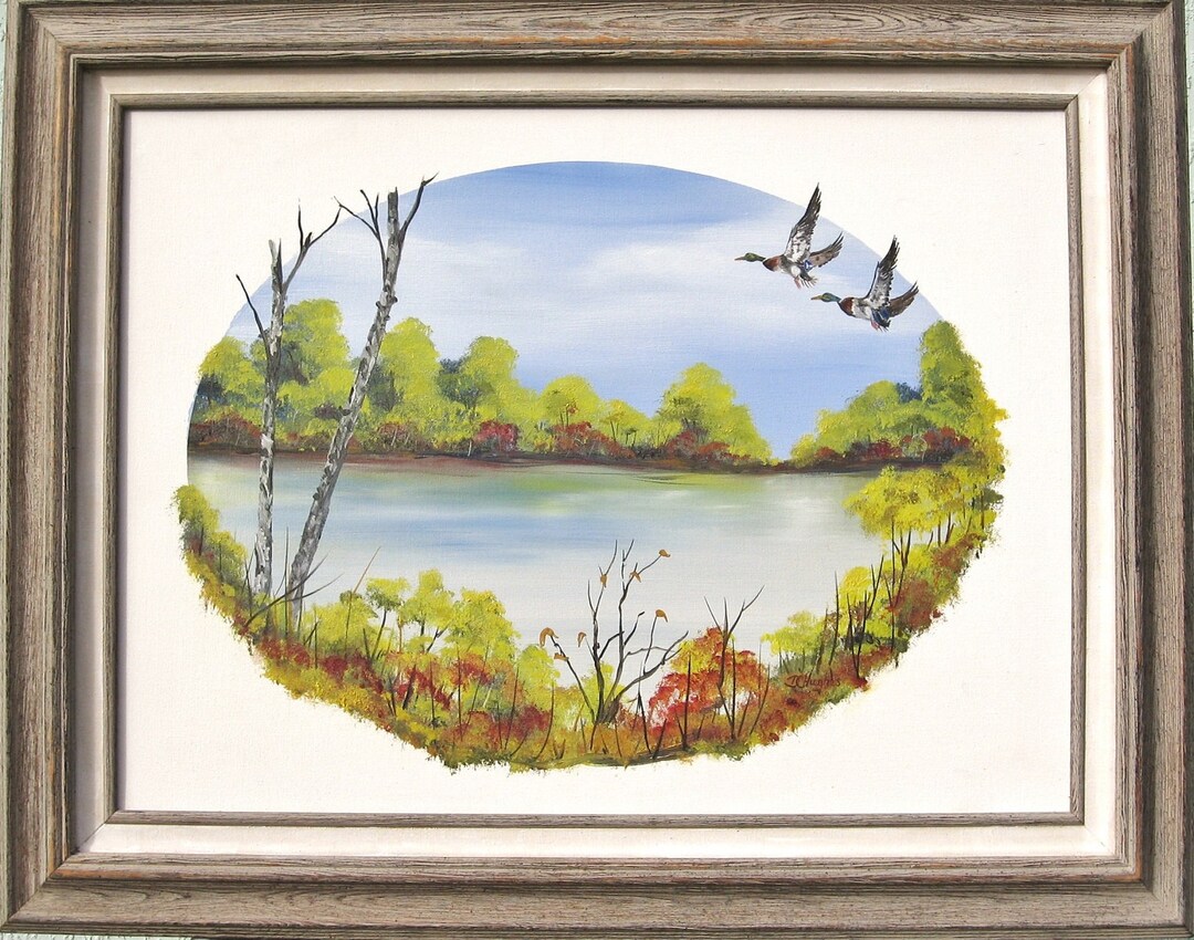 Mallard Geese Formation, Acrylic on Stretched Canva, Framed Painting ...