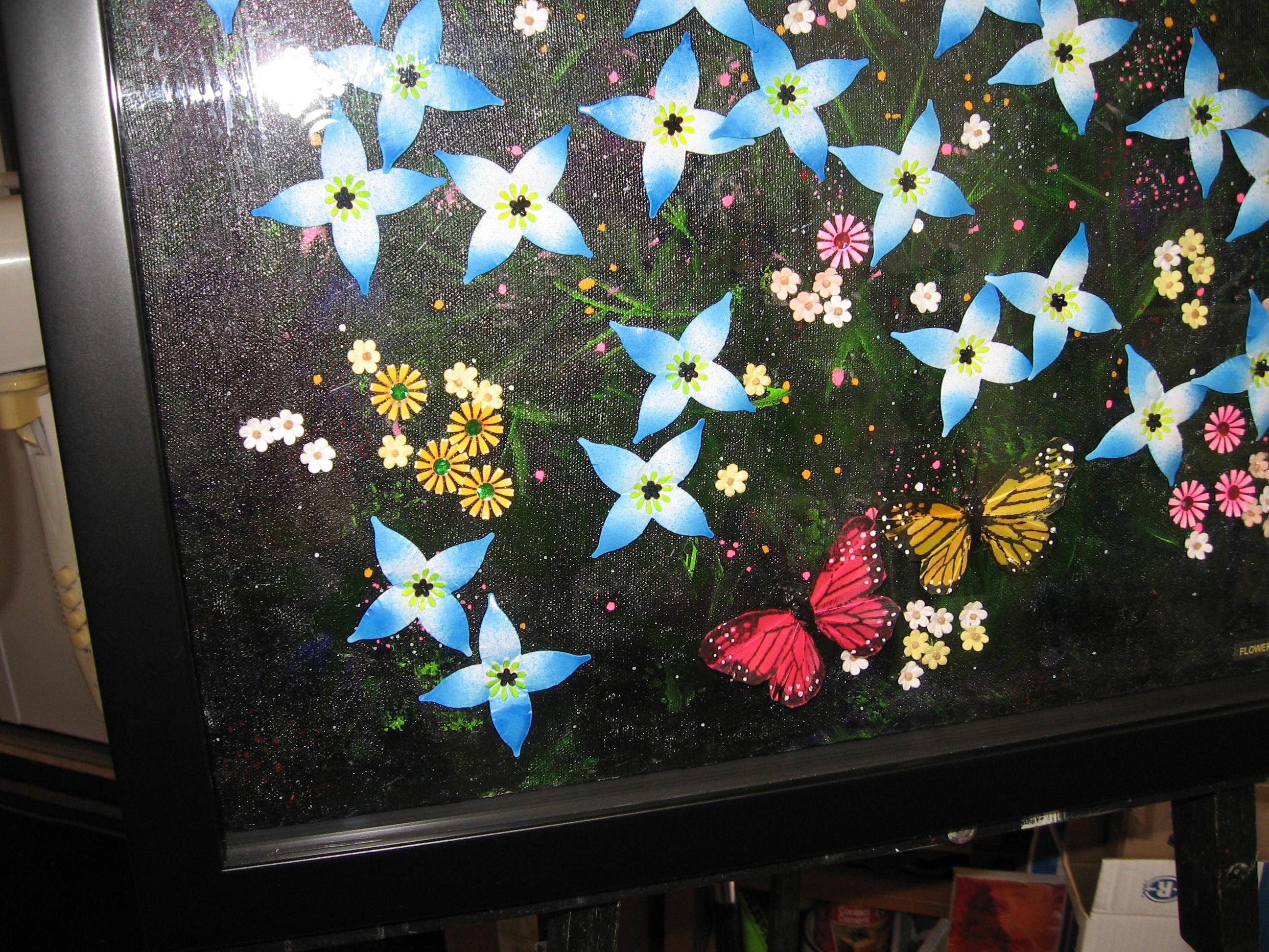 Acrylic Painting, Card Stock Flowers, 3 Dimensional Painting, Bluets ...