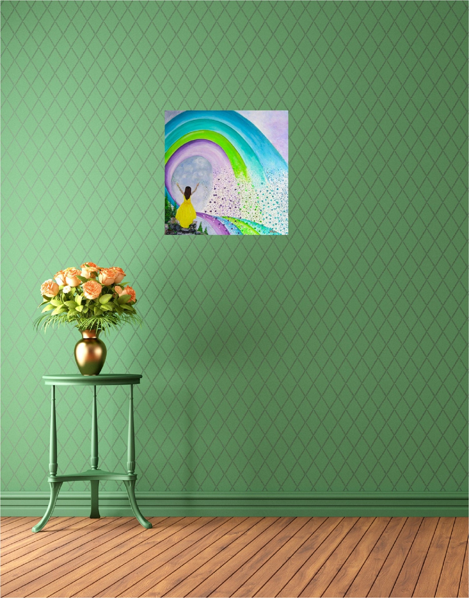 RAINBOW and VAL, Acrylic Paining,gallery Wrapped Stretched Canvas, Size ...