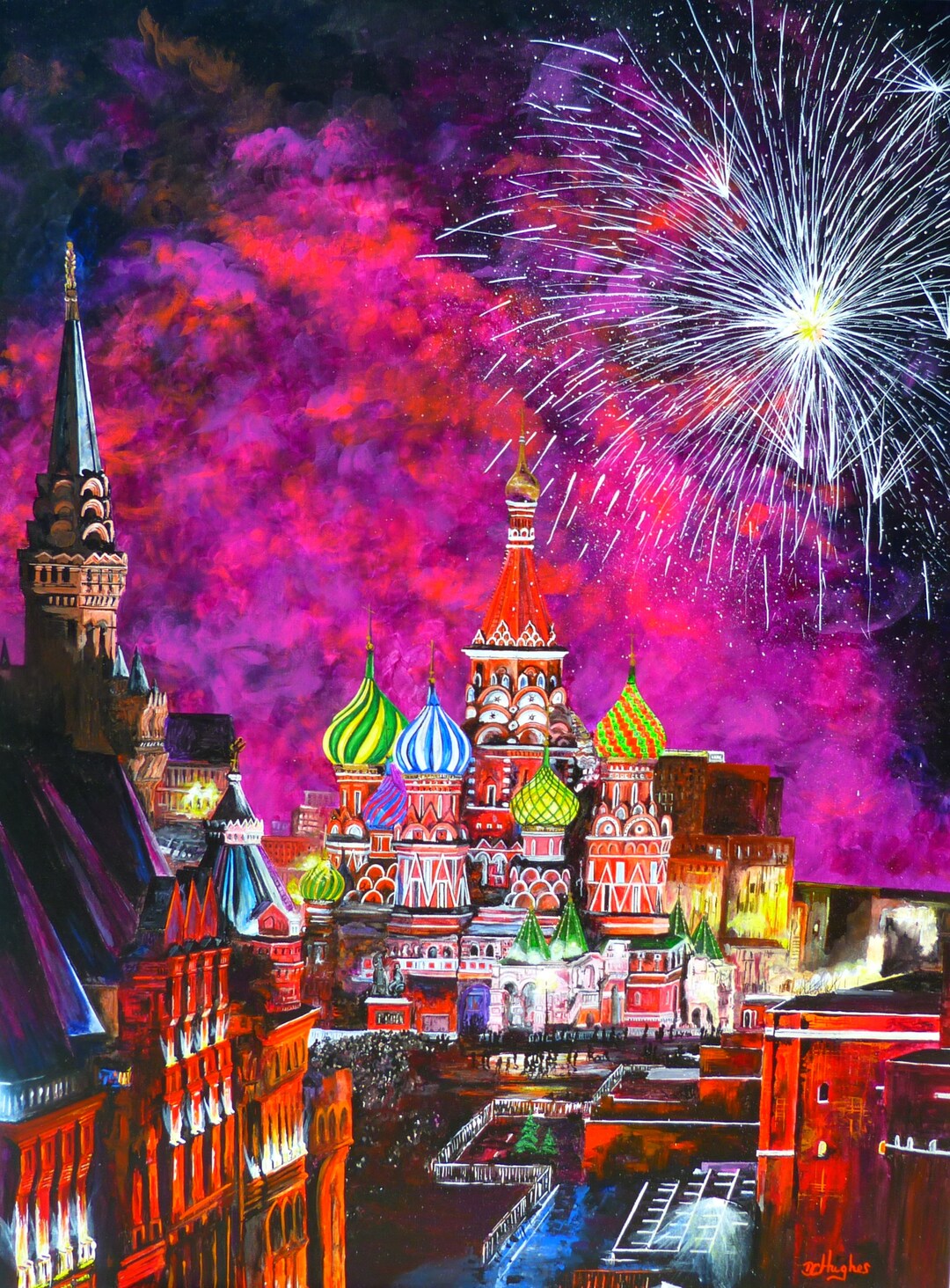 Colorful SAINT BASIL'S CATHEDRAL, Moscow Russia's Red Square , Print ...