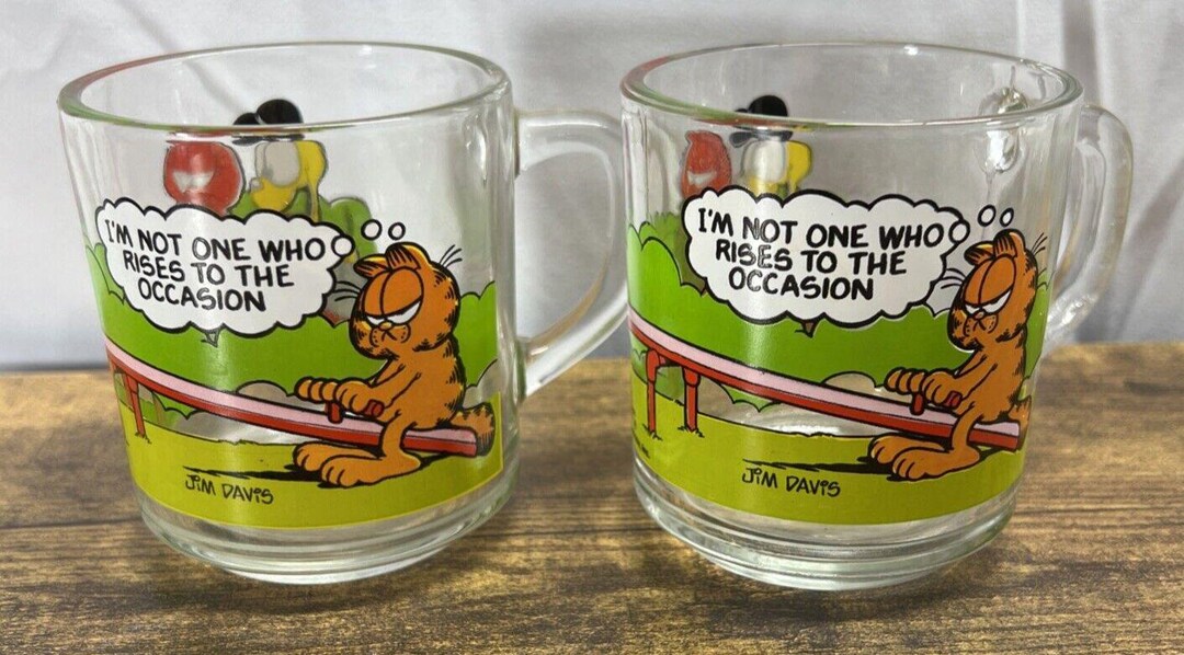 Set of 2 Vintage 1978 Garfield & Odie Mcdonalds Glass Collectible Mugs ...