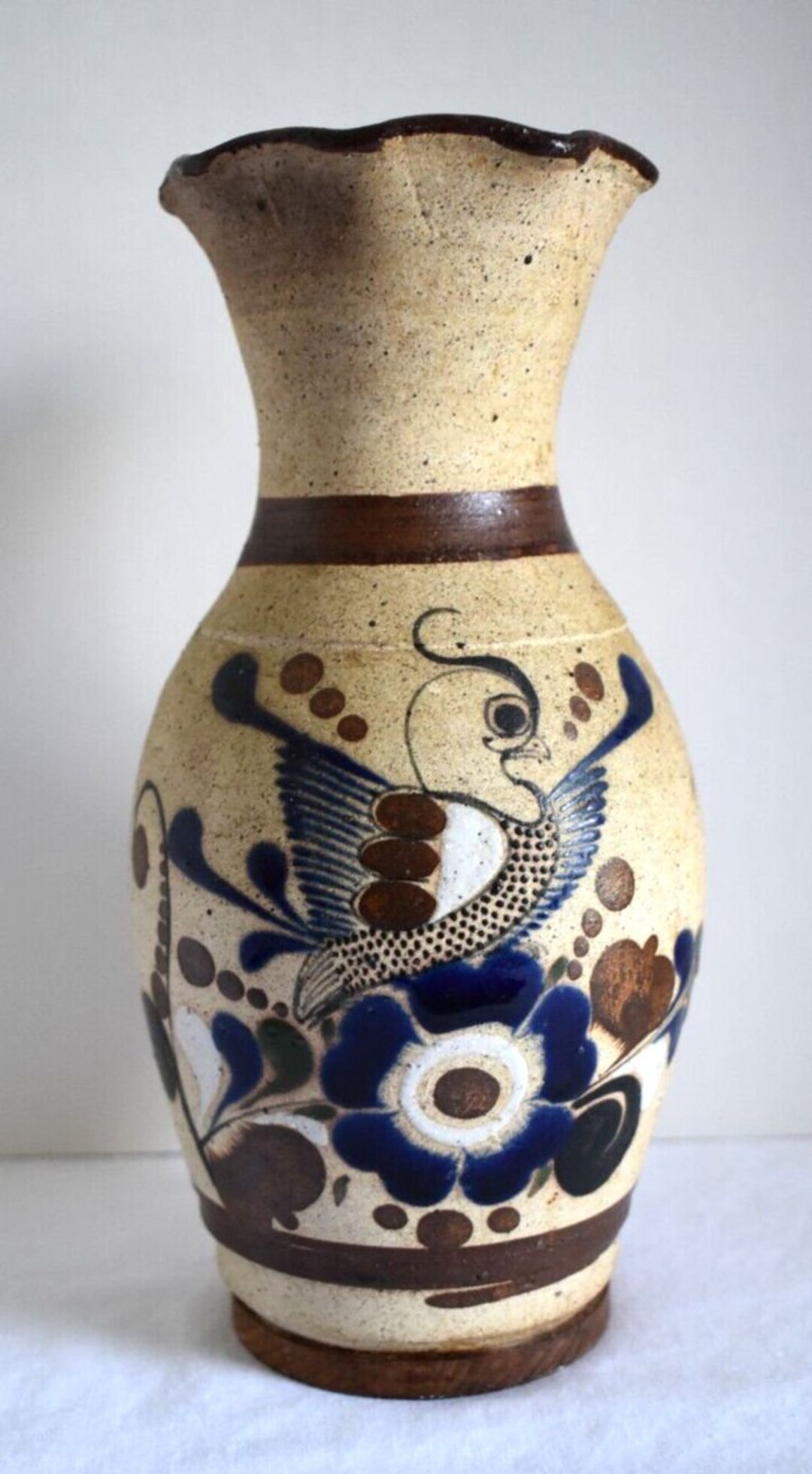 Vtg Tonala Mexican Sandstone Pottery Bird Vase - Etsy