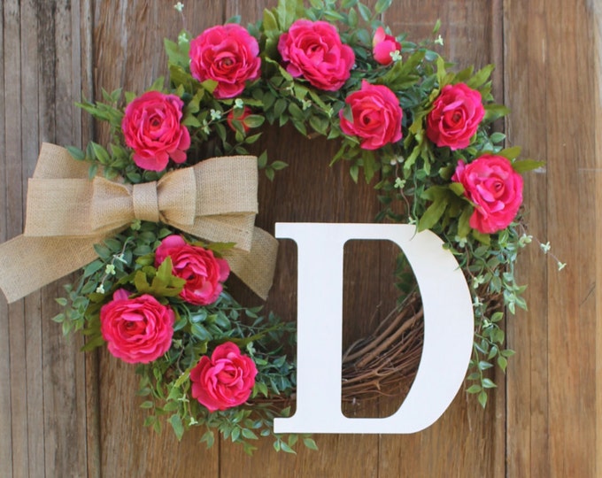 Initial Wreath Monogram Wreath Personalized Wreath Front | Etsy