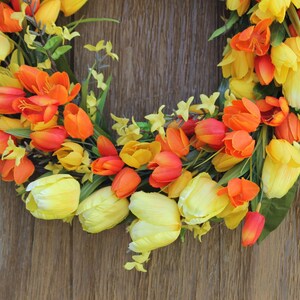 Tulip Wreath, Spring Wreath, Spring Decor, Yellow Wreath, Forsythia ...