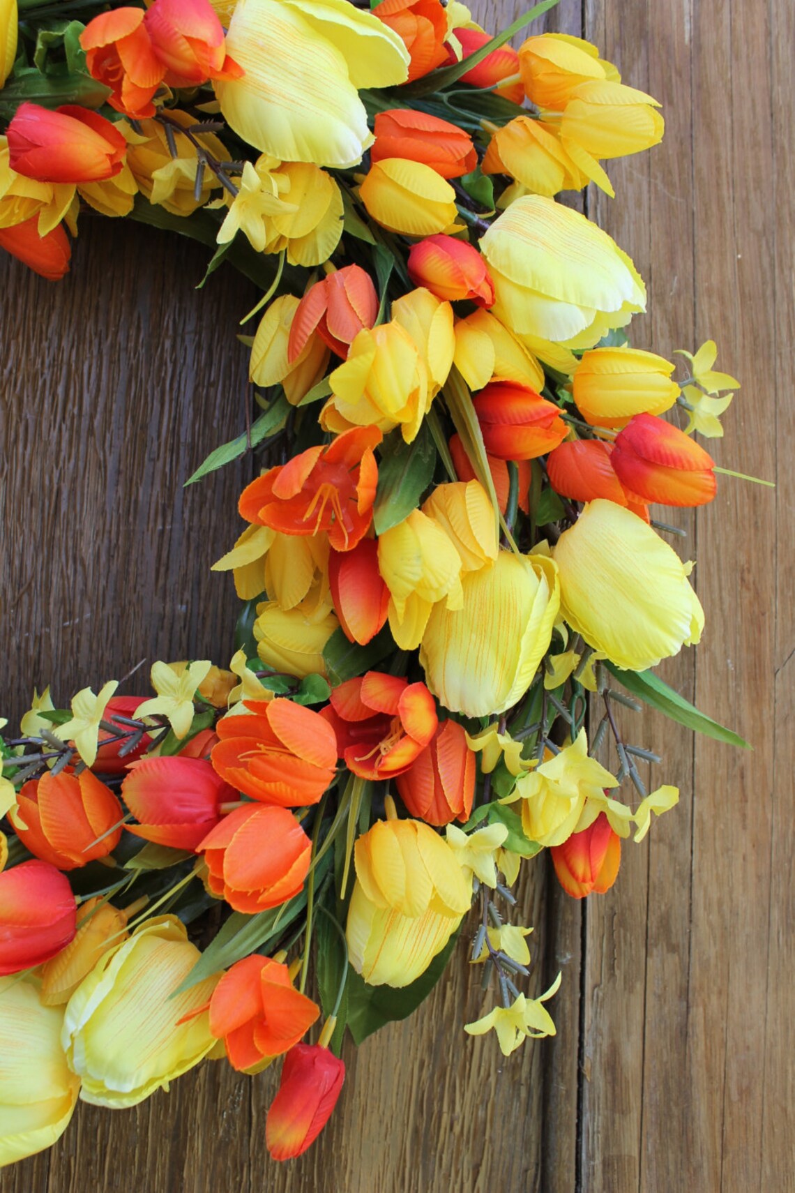 Tulip Wreath Spring Wreath Spring Decor Yellow Wreath - Etsy