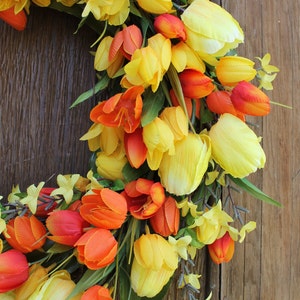 Tulip Wreath, Spring Wreath, Spring Decor, Yellow Wreath, Forsythia ...