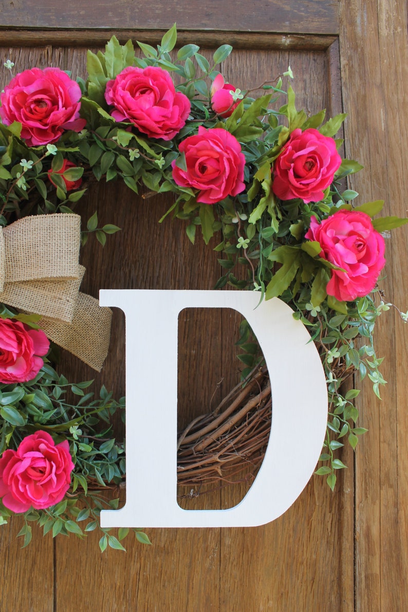 Initial Wreath Monogram Wreath Personalized Wreath Front | Etsy