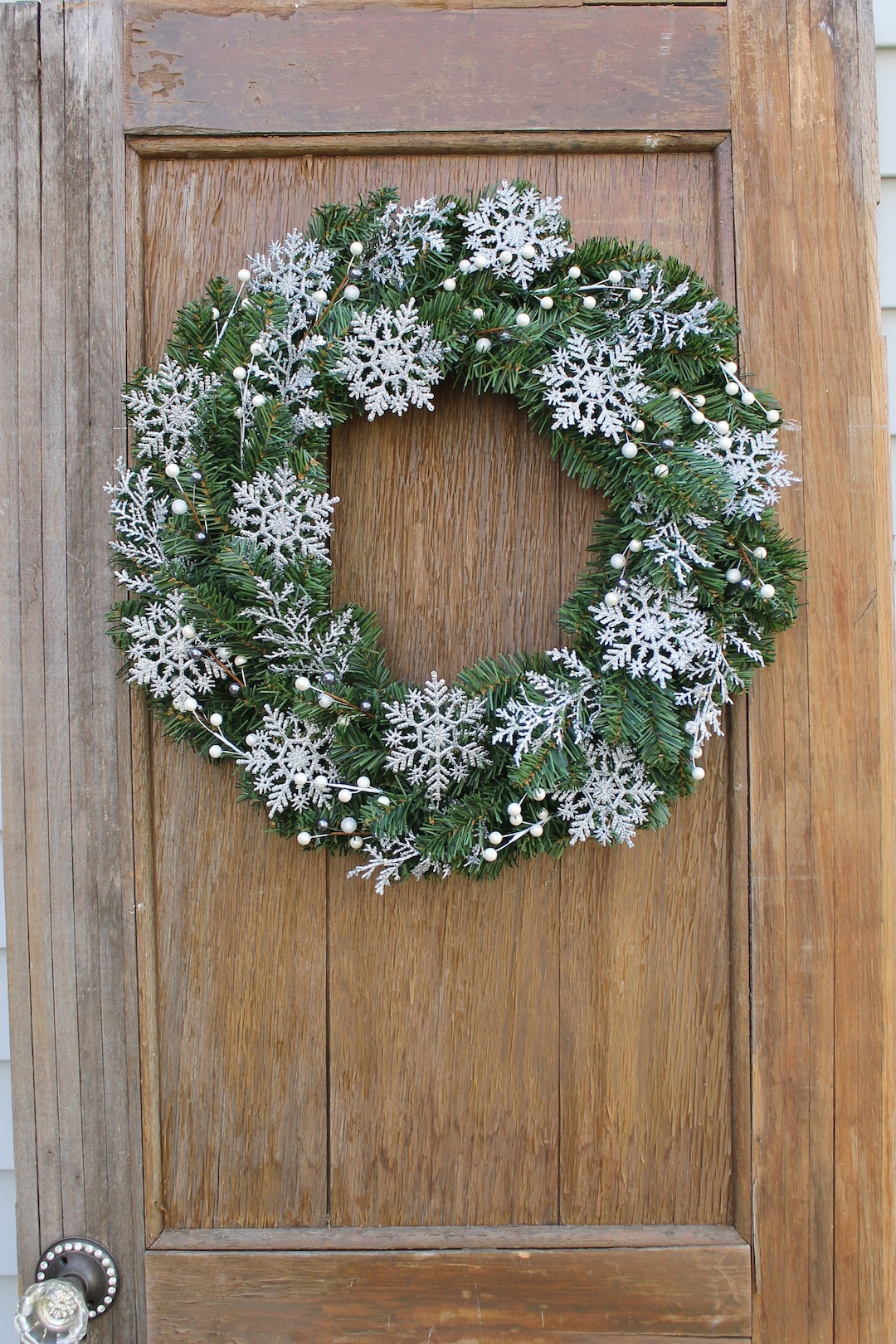 Corona de copos de nieve, corona de invierno, corona helada, decoración ...