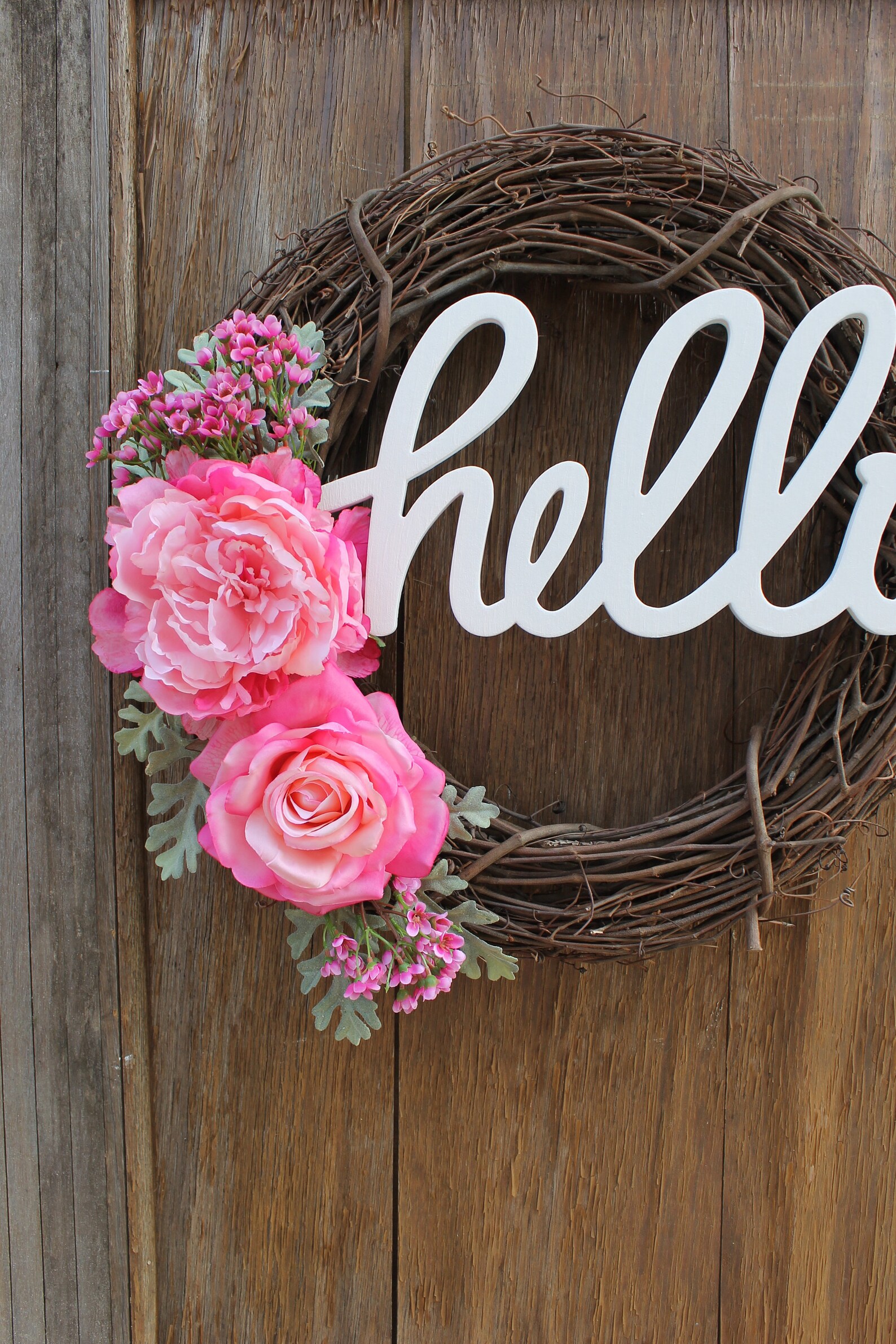 Spring Wreath Hello Wreath Hello Sign Front Door Wreath - Etsy