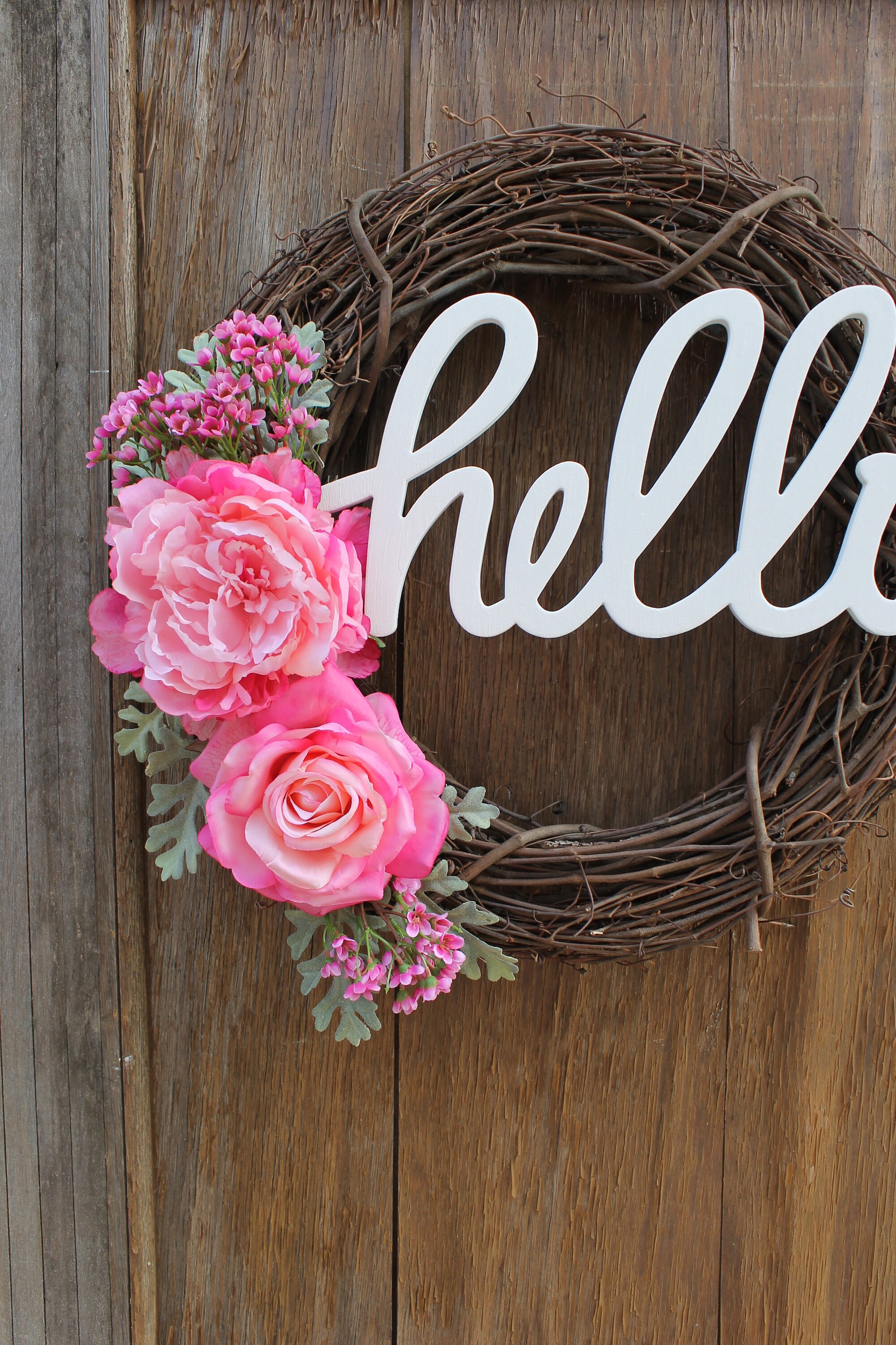 Spring Wreath Hello Wreath Hello Sign Front Door Wreath | Etsy