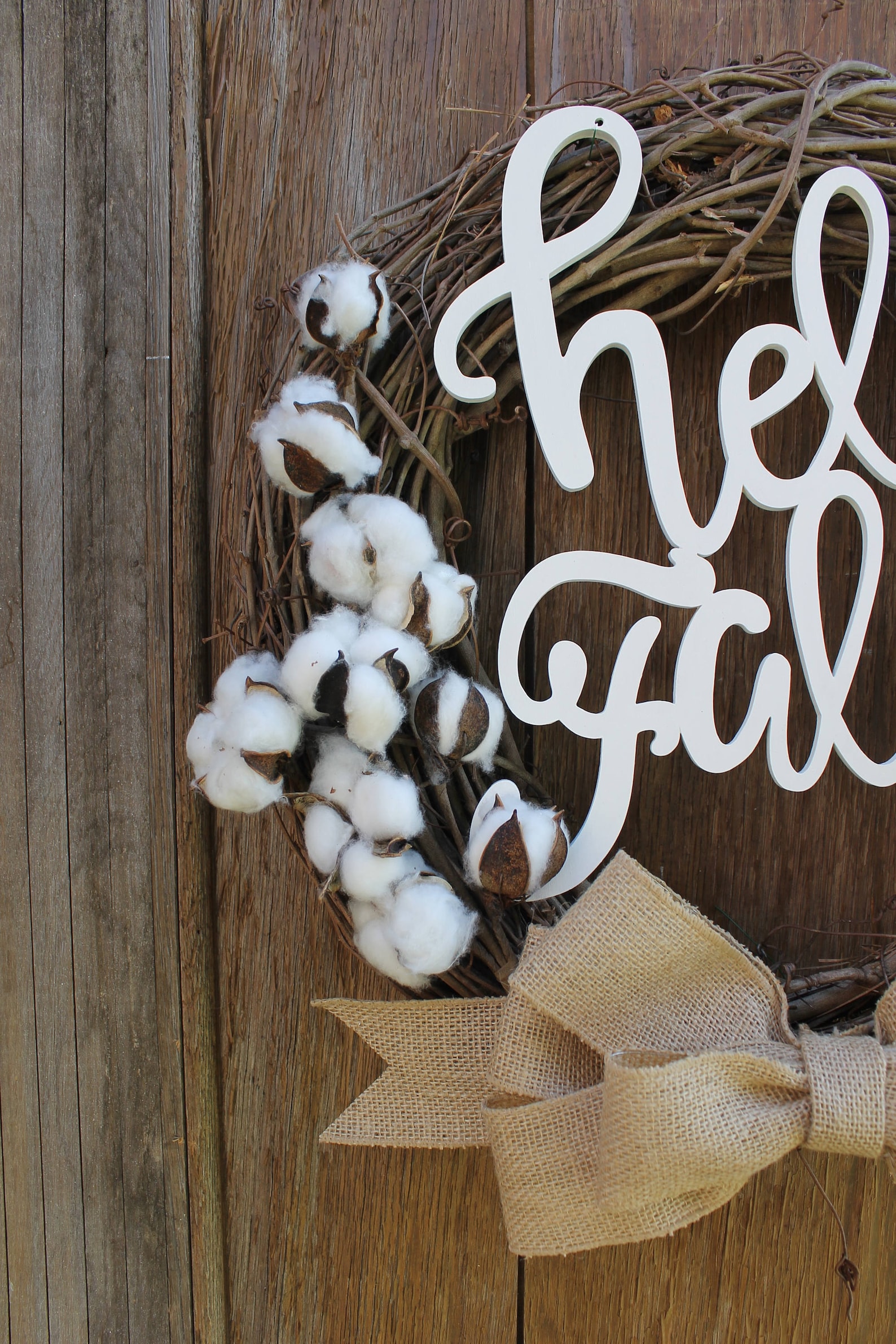 Fall Wreath Hello Fall Hello Fall Wreath Cotton Wreath - Etsy