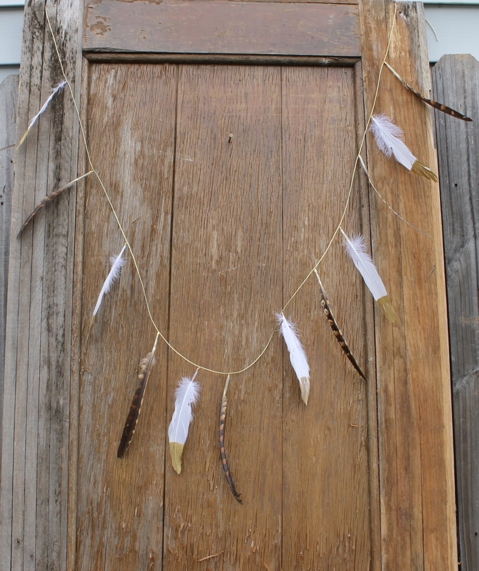 Natural Feather Garland, Feather Garland, Wedding Decor, Boho Decor ...
