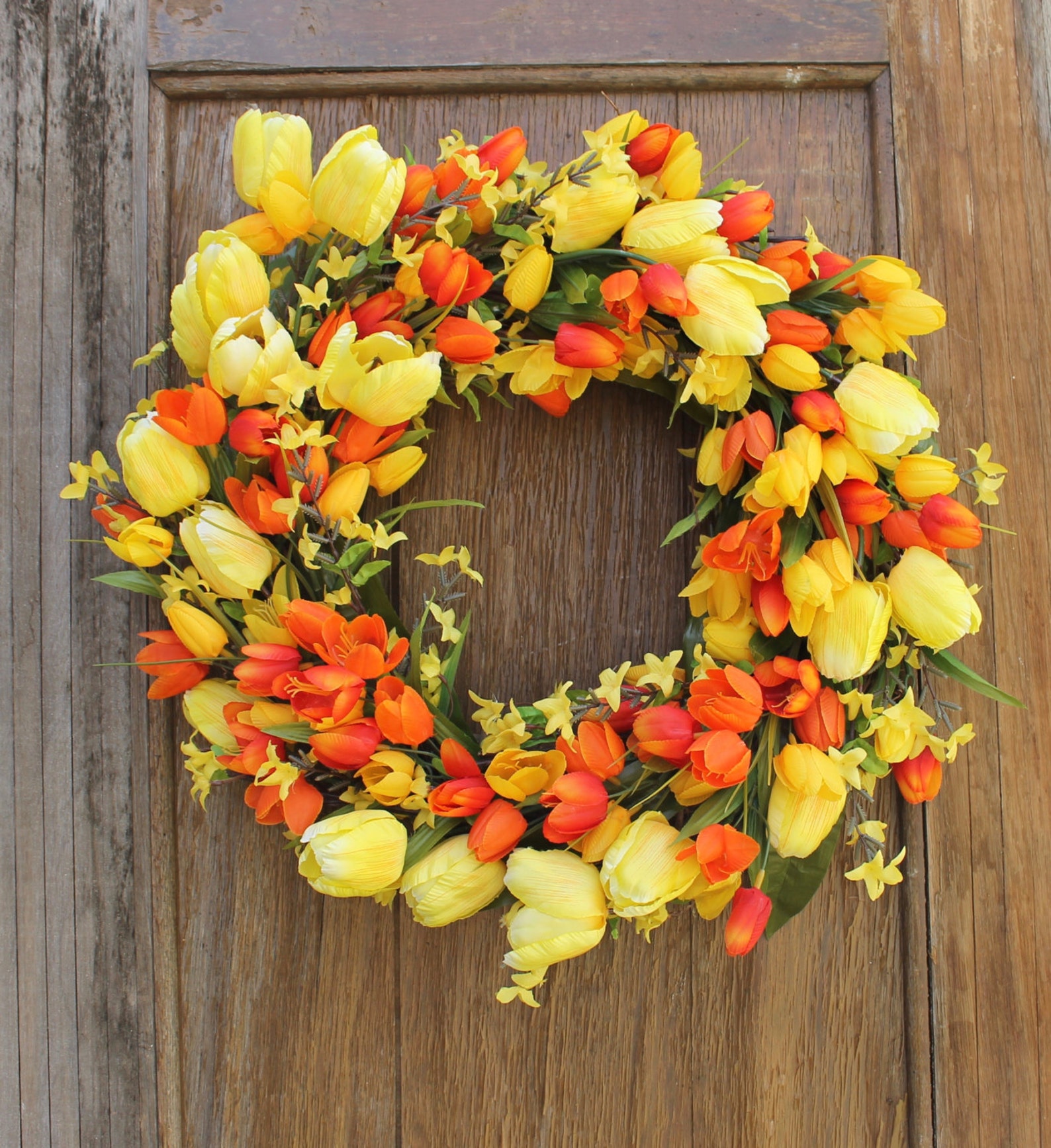 Tulip Wreath Spring Wreath Spring Decor Yellow Wreath - Etsy