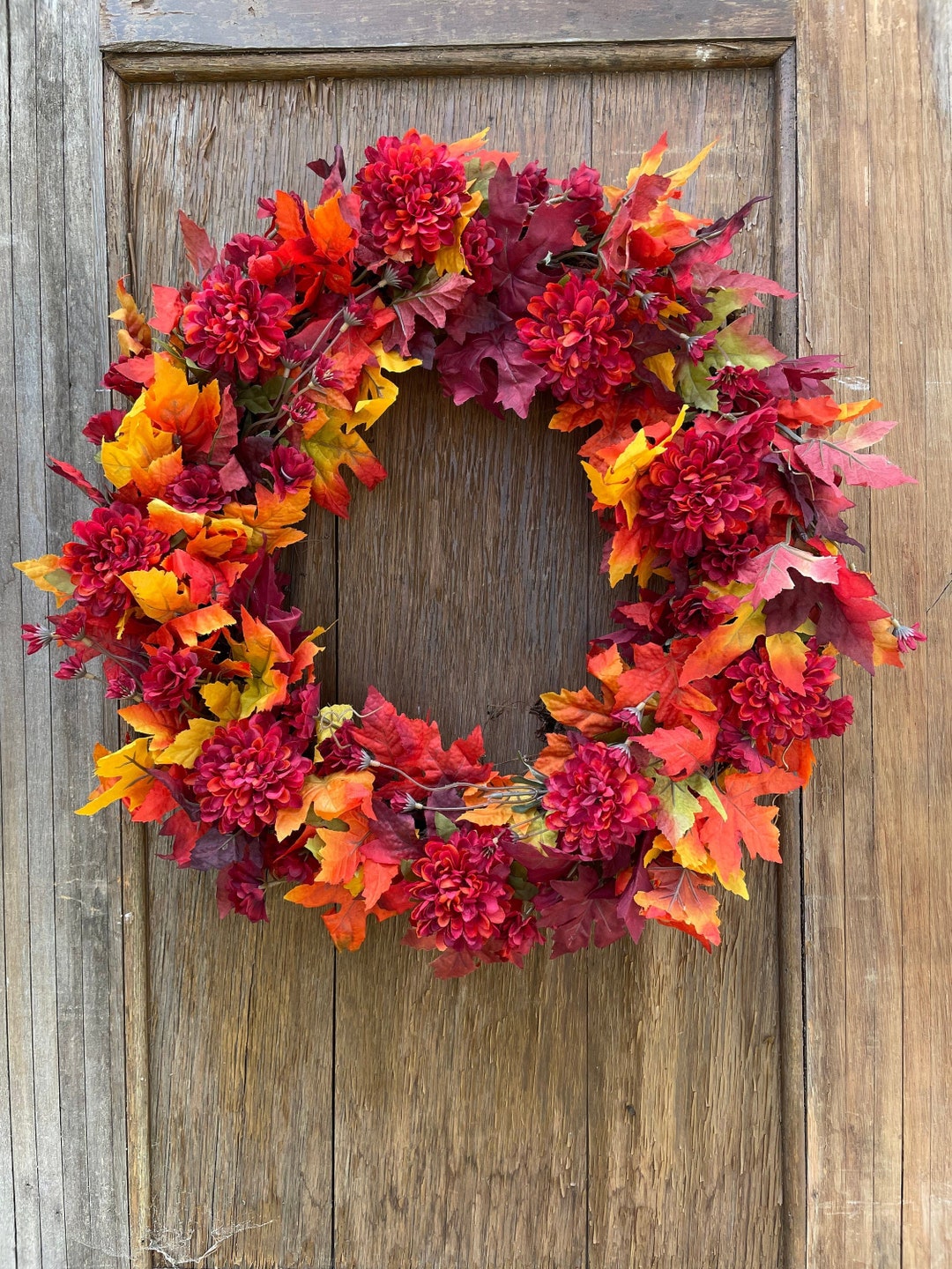 Fall Wreath Fall Leaf Wreath Red Leaf Wreath Autumn Wreath - Etsy