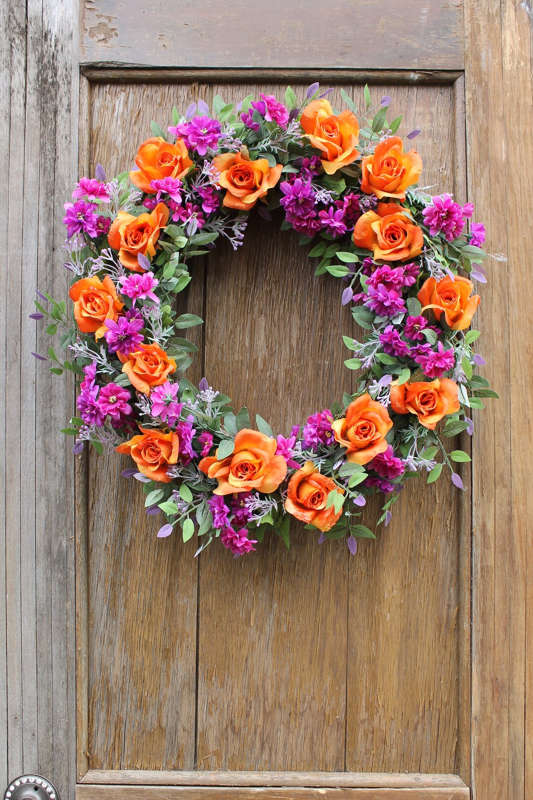 Rose Wreath, Front Door Wreath, Summer Wreath, Spring Wreath, Floral ...