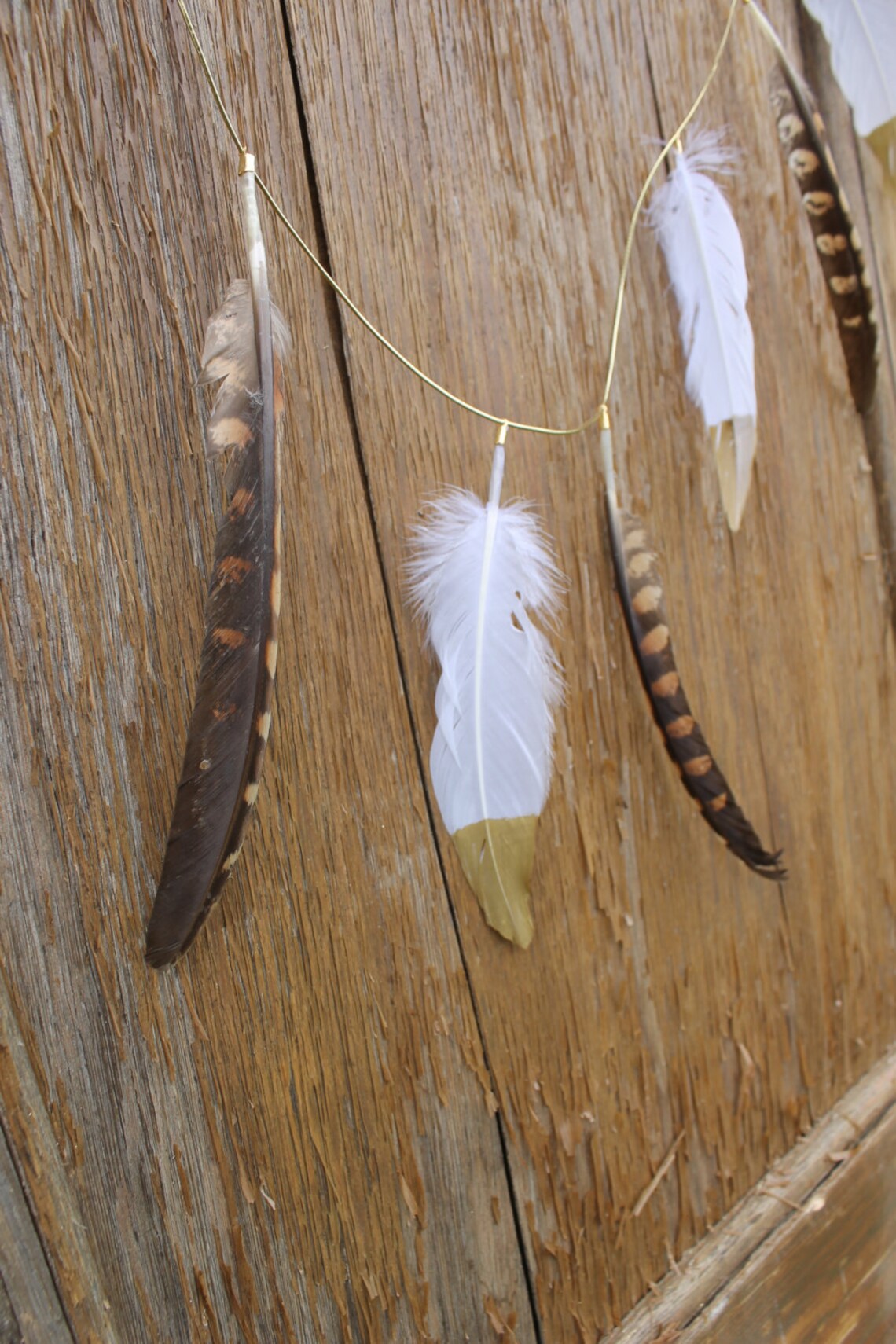 Natural Feather Garland, Feather Garland, Wedding Decor, Boho Decor ...