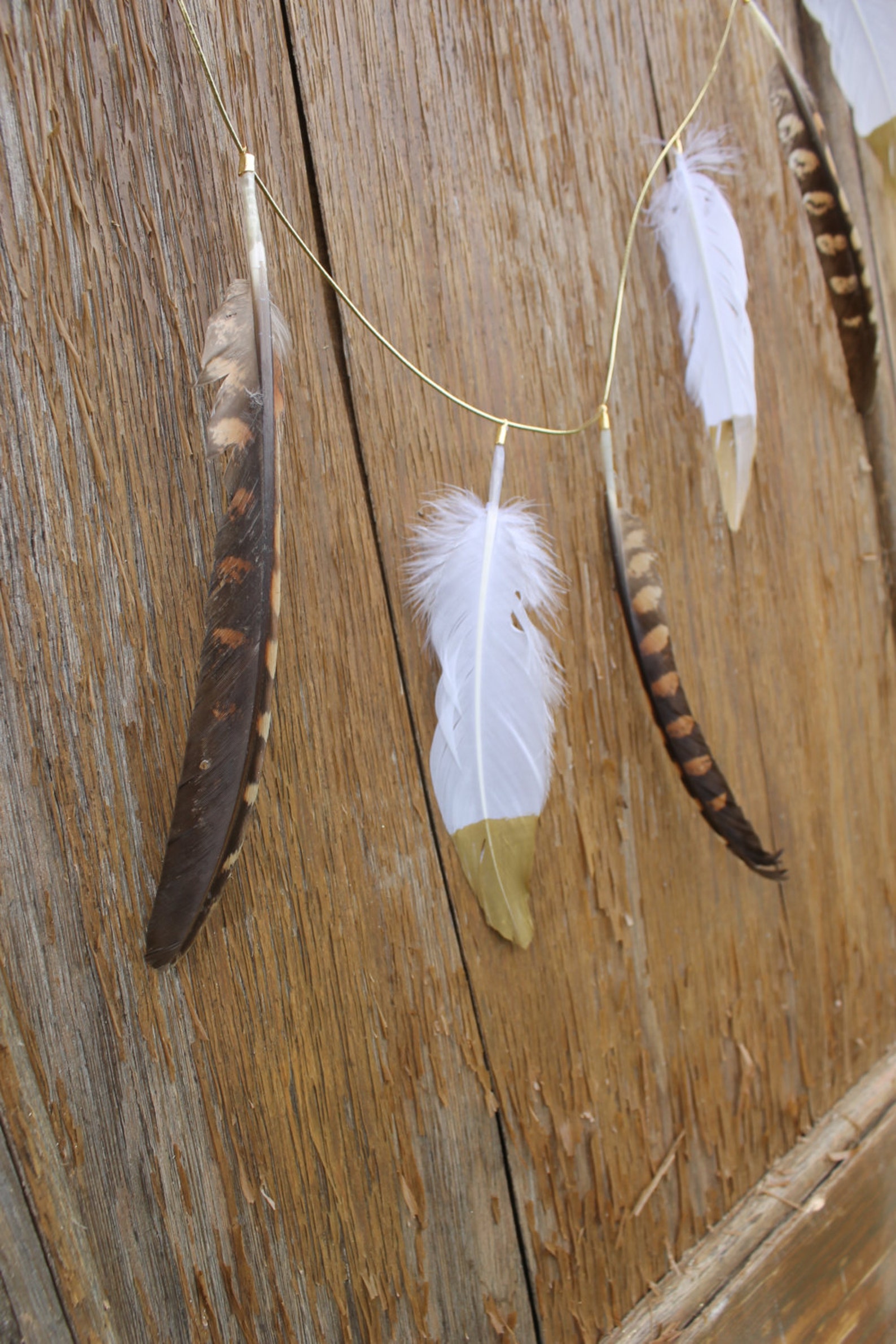Natural Feather Garland, Feather Garland, Wedding Decor, Boho Decor ...