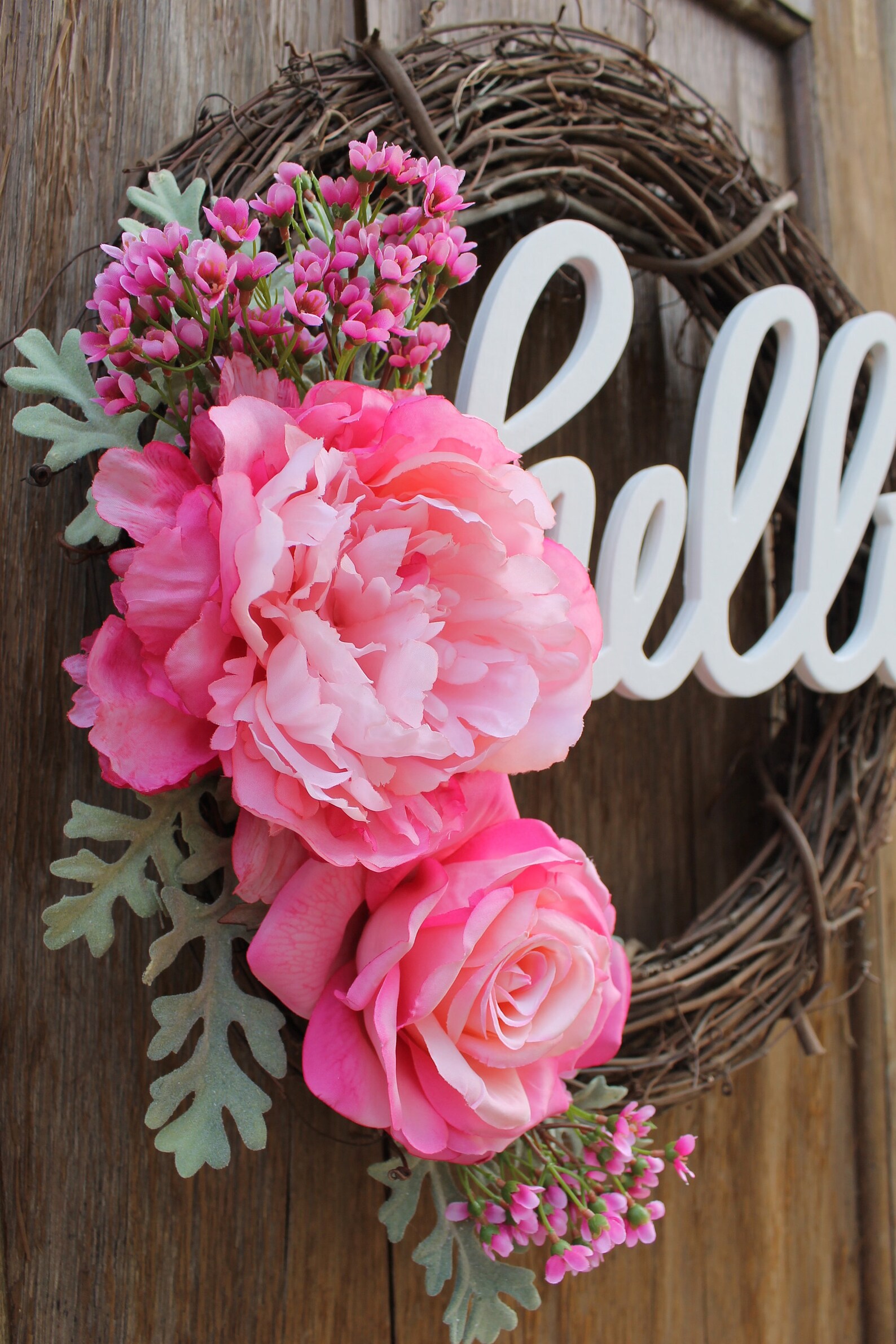 Spring Wreath Hello Wreath Hello Sign Front Door Wreath | Etsy