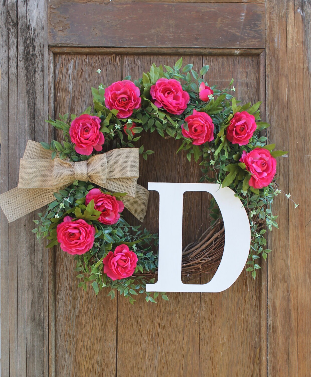 Initial Wreath, Monogram Wreath, Personalized Wreath, Front Door Wreath ...