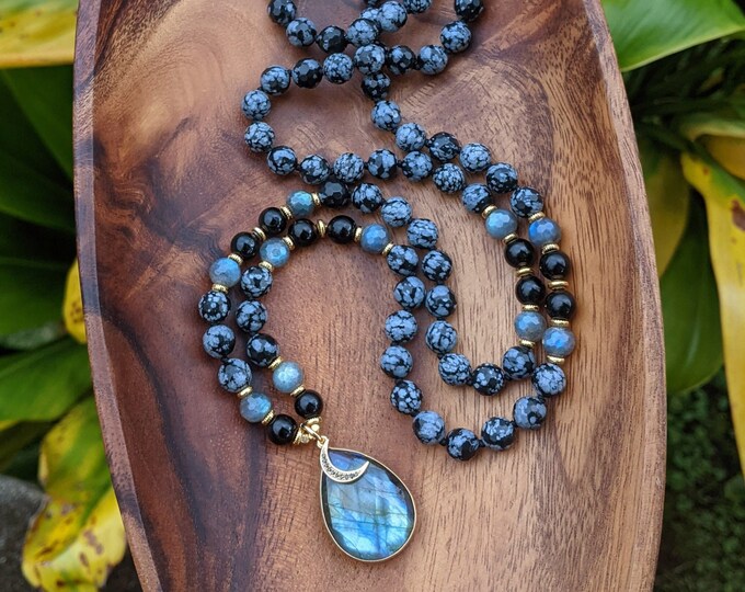 INTUITIVE EMPATH Moon Goddess Mala Beads 108 Obsidian | Etsy
