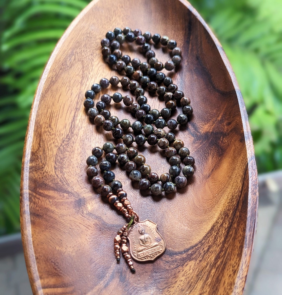 VISIONARY Mala Natural Pietersite Mala Beads 108 Buddhist Mala Necklace ...