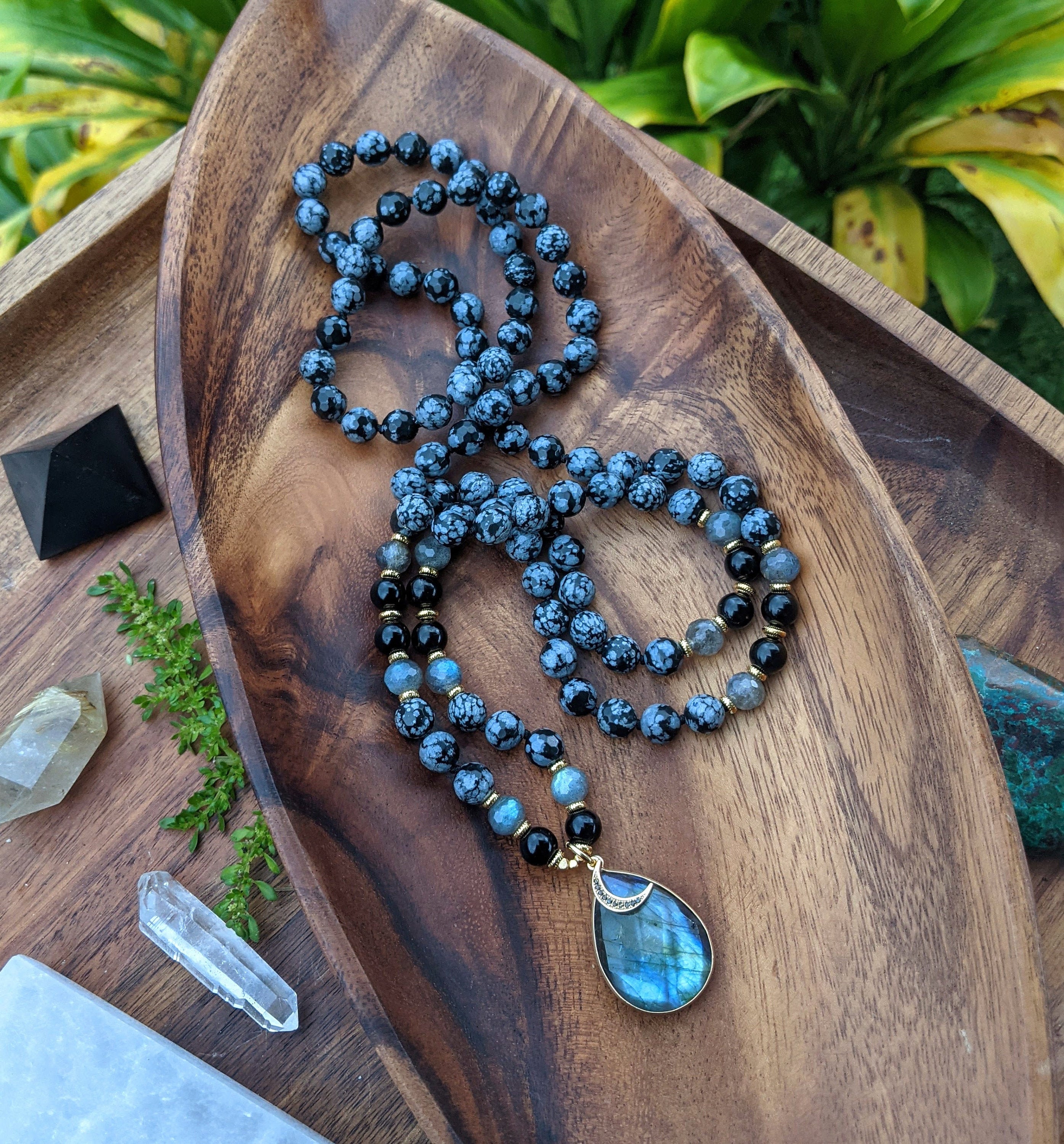 INTUITIVE EMPATH Moon Goddess Mala Beads 108 Obsidian | Etsy