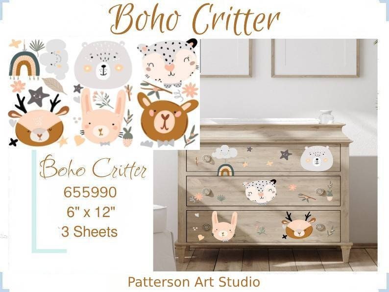 BOHO CRITTER - Redesign With Prima - Rub on Small Transfer for ...