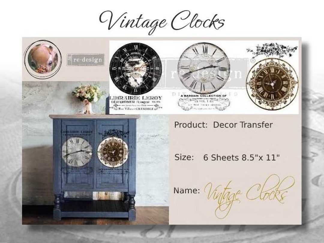 VINTAGE CLOCKS - Redesign With Prima Rub on Mid Sized Transfer for ...