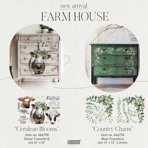 GOLDEN FIELDS FARM Rub on Furniture Transfer, Farmhouse Cow, Country ...