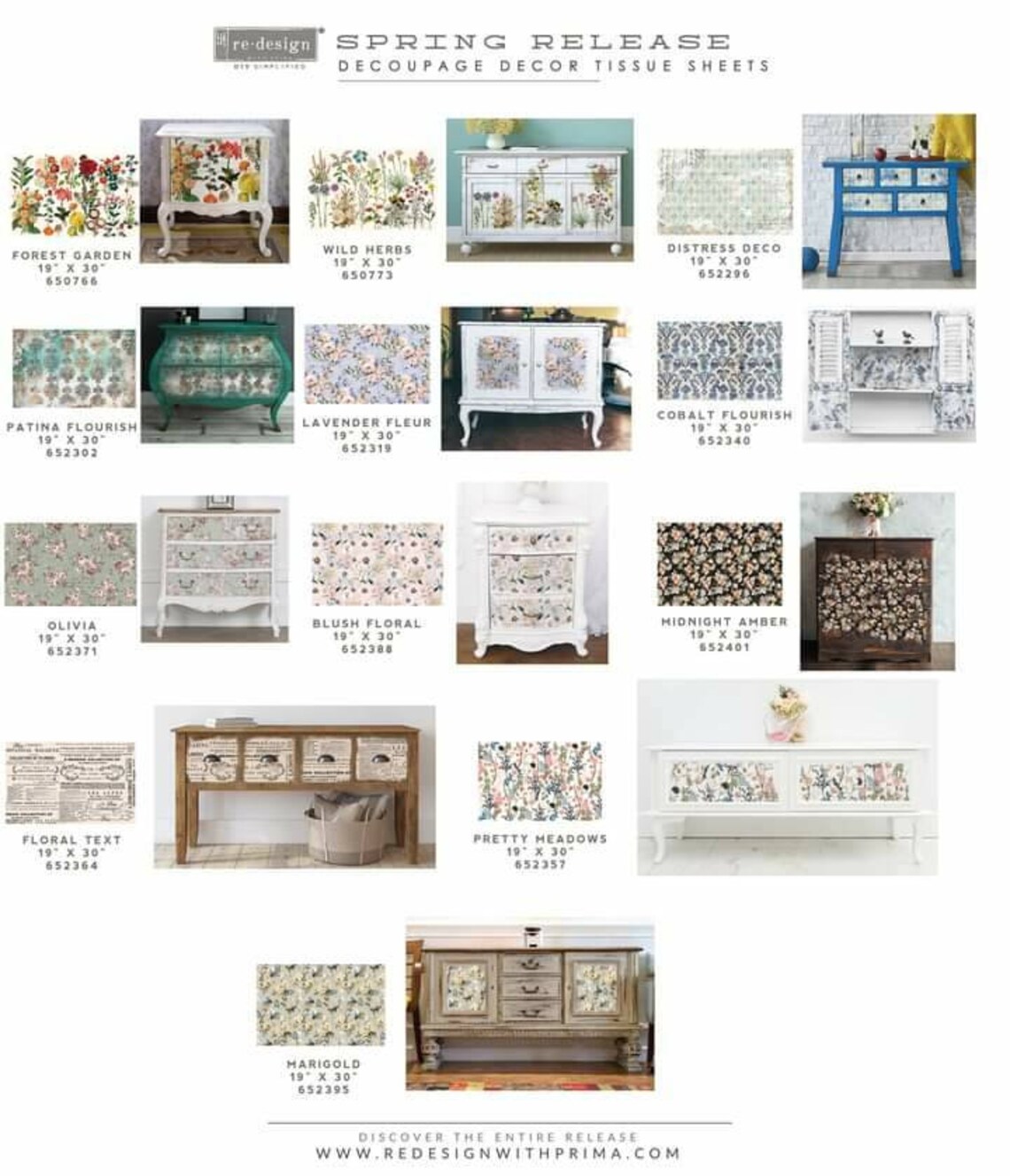 Pretty Meadows Decoupage Tissue Paper - Redesign With Prima 19"x30" - Etsy