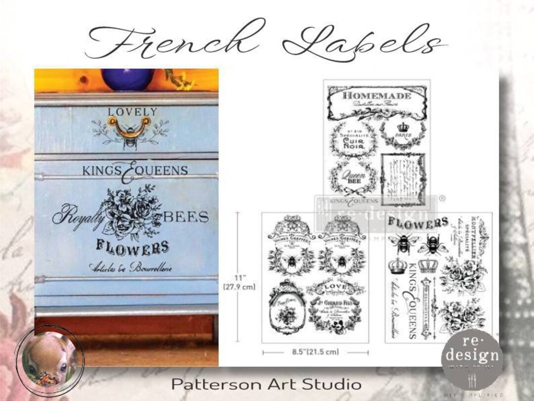 New FRENCH LABELS Redesign With Prima Rub on Mid Sized Middy Transfer ...