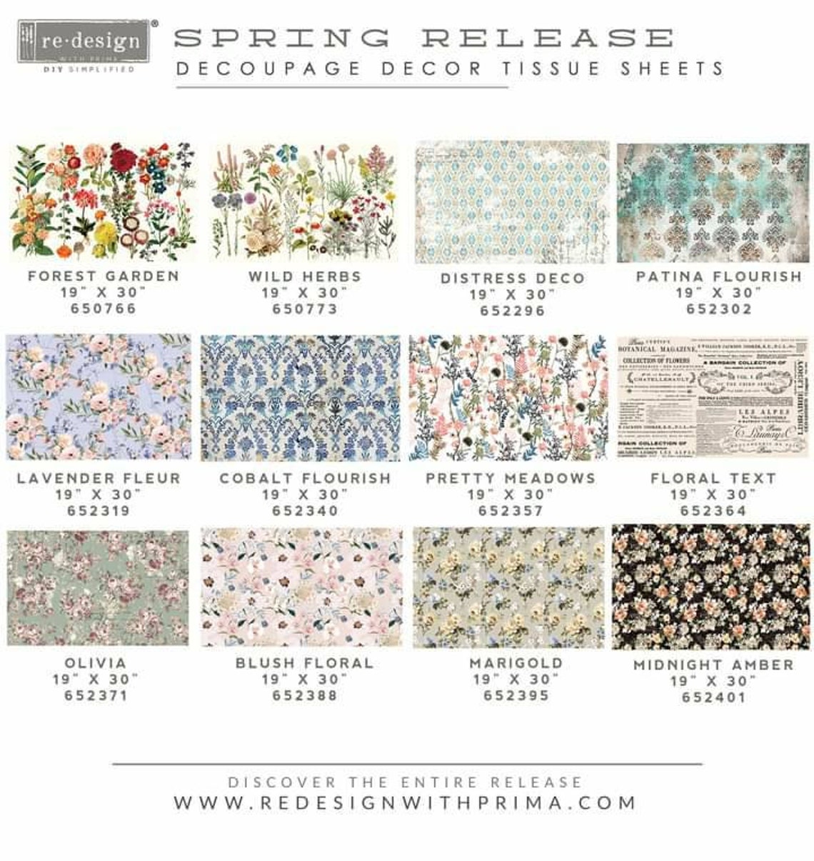Pretty Meadows Decoupage Tissue Paper - Redesign With Prima 19"x30" - Etsy