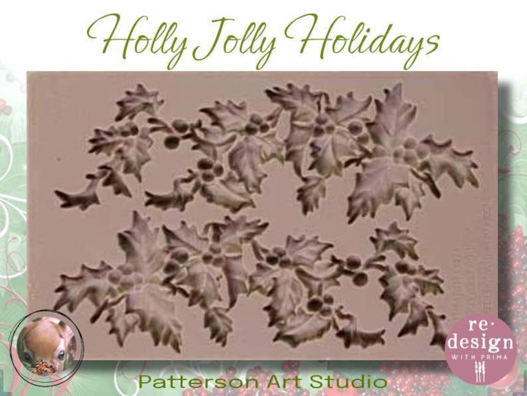New HOLLY JOLLY HOLIDAYS Holiday Silicone Mold Redesign - Etsy