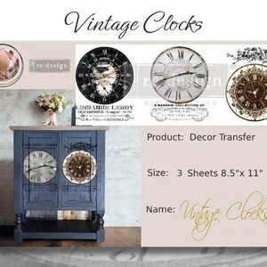 New! VINTAGE CLOCKS - Redesign With Prima Rub on Mid Sized Transfer for ...
