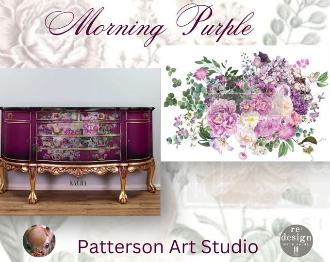 MORNING PURPLE - Rub on Flower Furniture Transfer, Furniture Decal ...