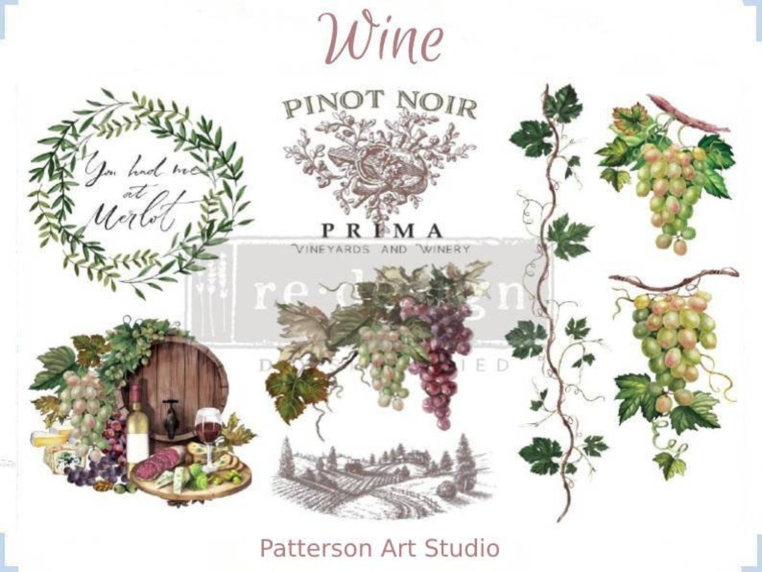 WINE - Redesign With Prima Rub on Furniture Grapes Wine Small Transfer ...